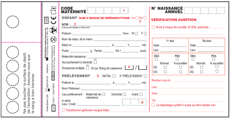 Dépistage Néonatal - Le Buvard (carton "Guthrie")