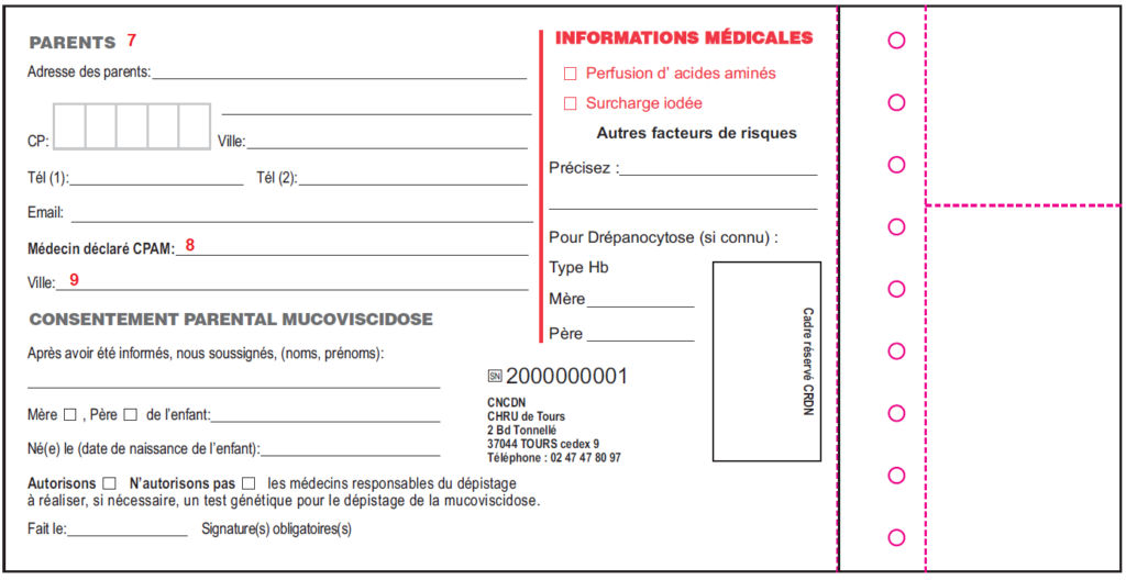 Dépistage Néonatal - Le Buvard (carton "Guthrie")